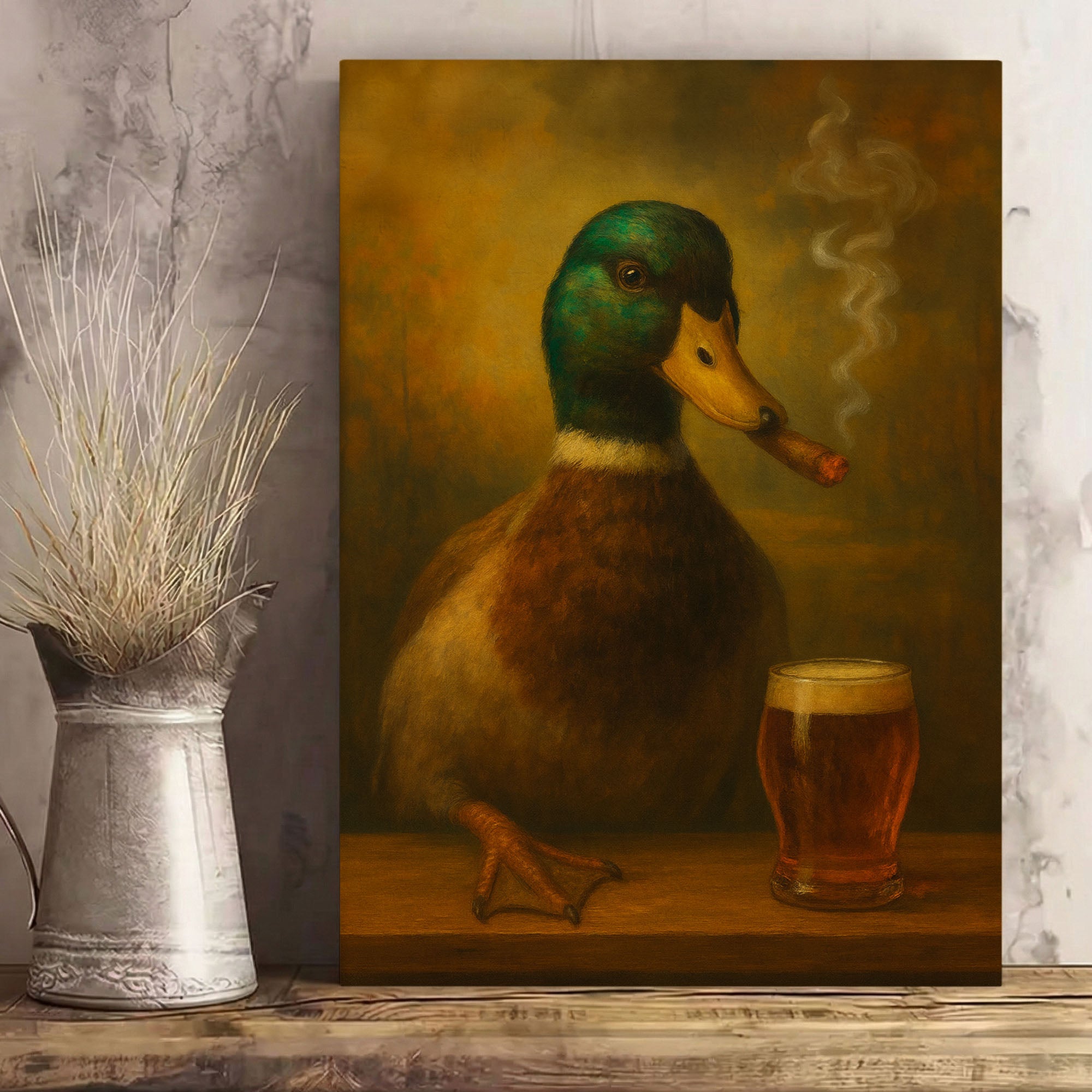 Duck with Cigar & Beer Wall Art Bar & Cabin Decor Gift – HuntDad